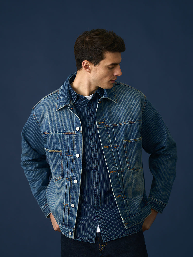 Vertical Striped Denim Jackets – SIMWOOD